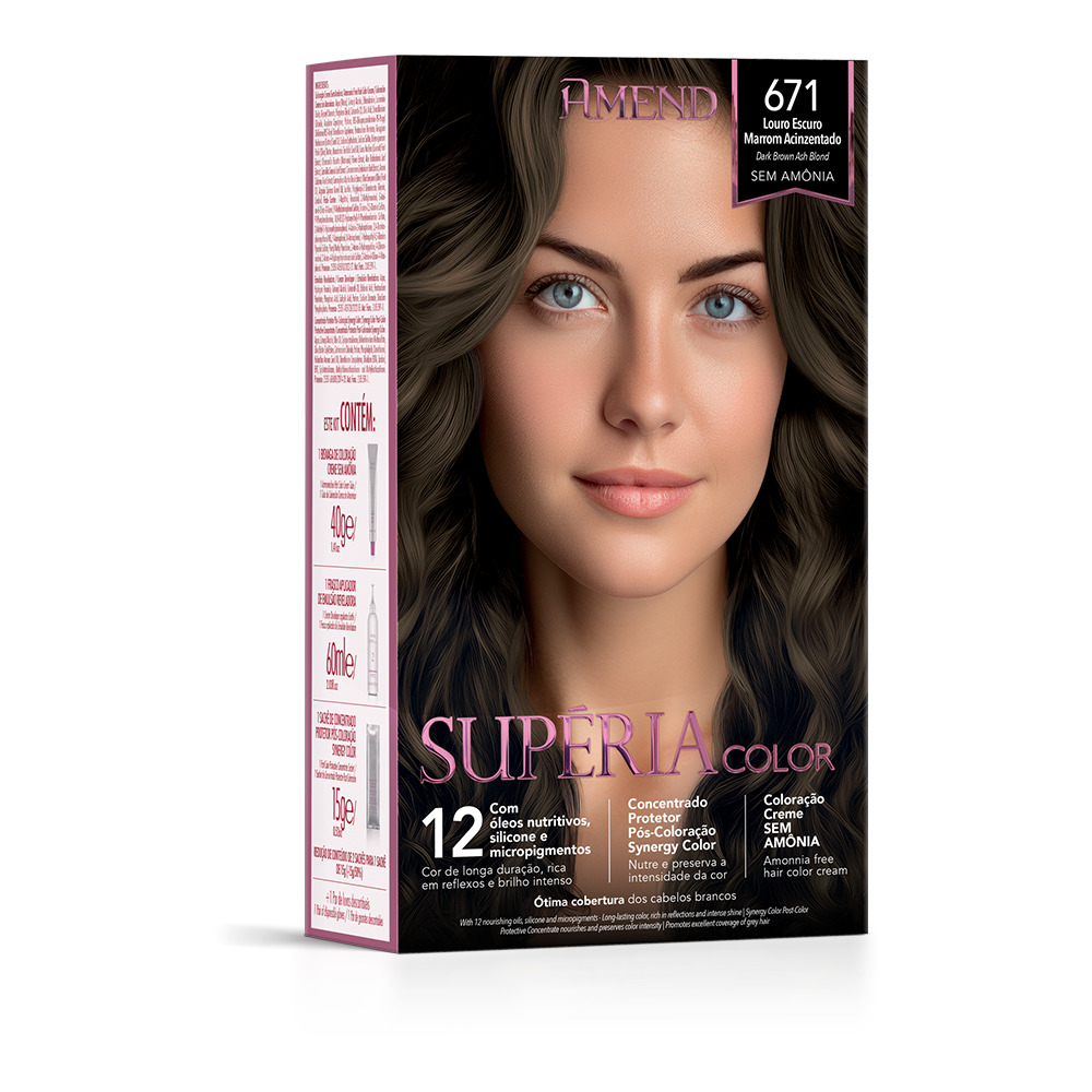 Amend - Coloracao Sem Amonia 671 Louro Escuro Marrom Acinzentado Amend ...