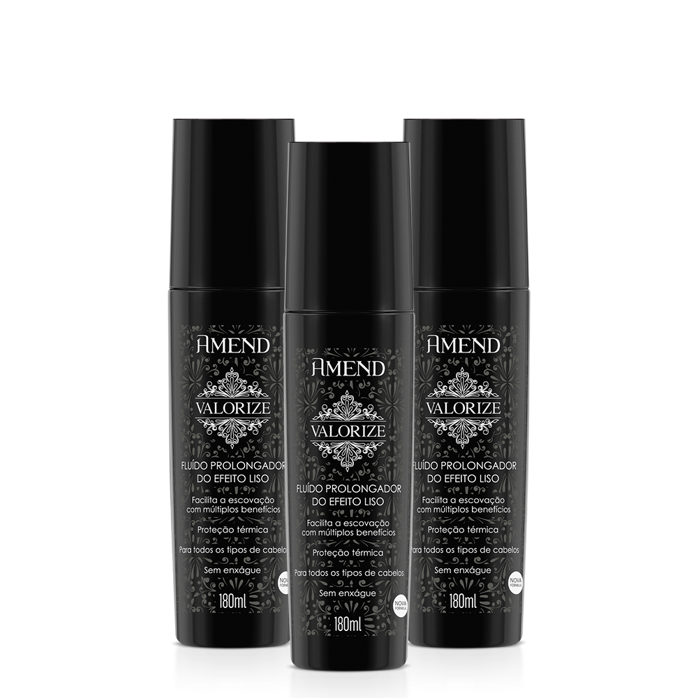 Amend - Kit Fluído Amend Valorize Prolongador do Efeito Liso 180ml | 3 ...