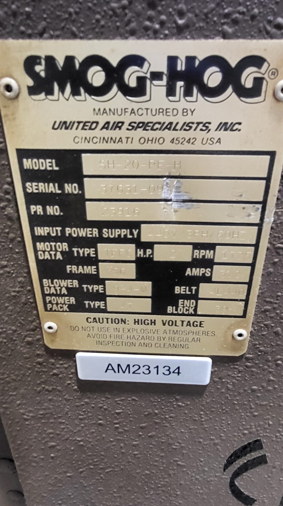 2,000 cfm Dust-Hog / UAS SH-20-PE_H Fume Collection Dust Collector ...