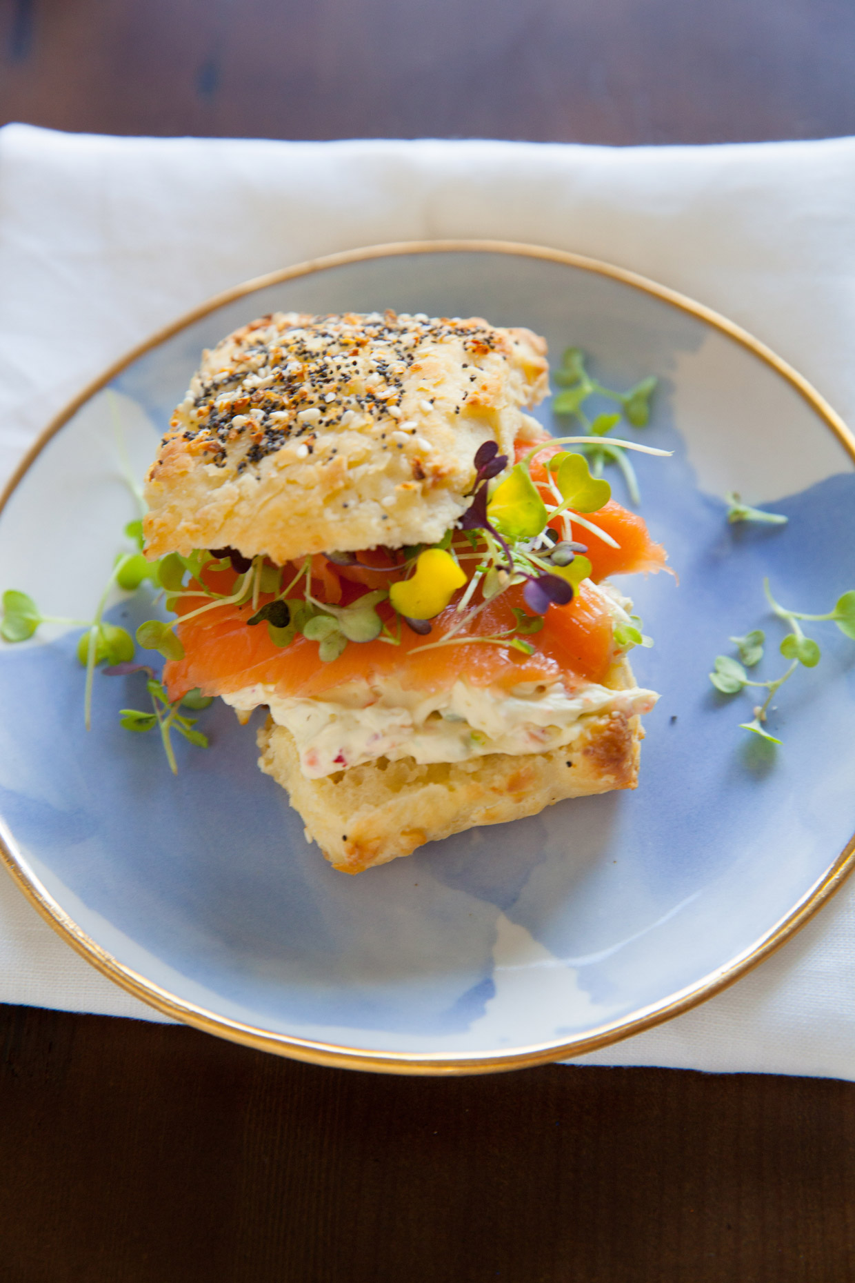 Everything Biscuits with Smoked Salmon and Veggie Cream Cheese ...