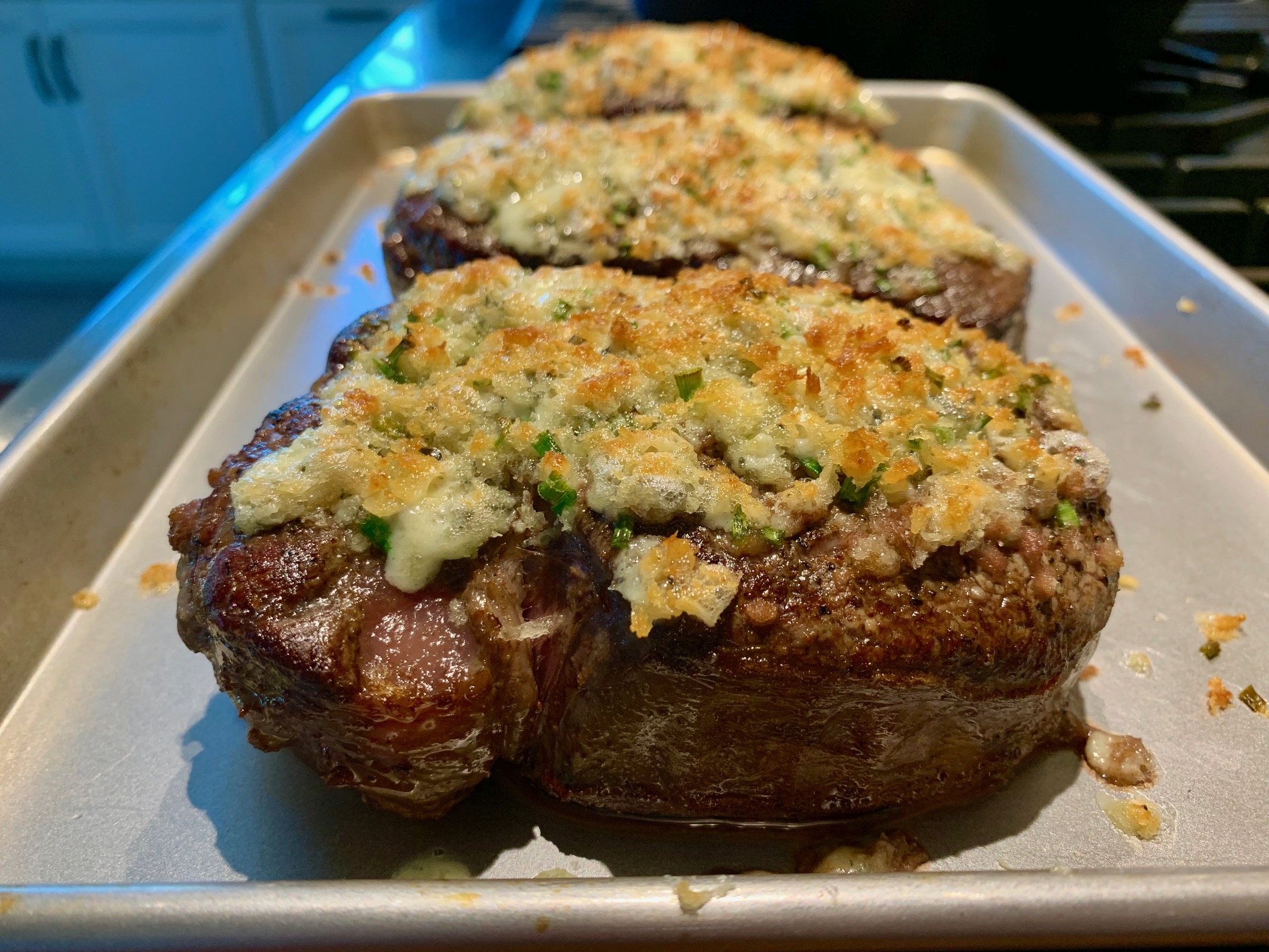 Sous Vide Blue Cheese Crusted Filet Mignon - Medium Rare