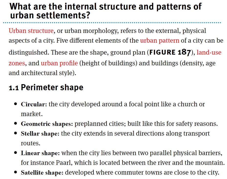 Grade 11 Internal structure and patterns of cities and towns - John Lanser | Library | Formative