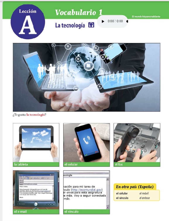 Vocabulario A1 (La tecnología) - A Z Venegas | Library | Formative