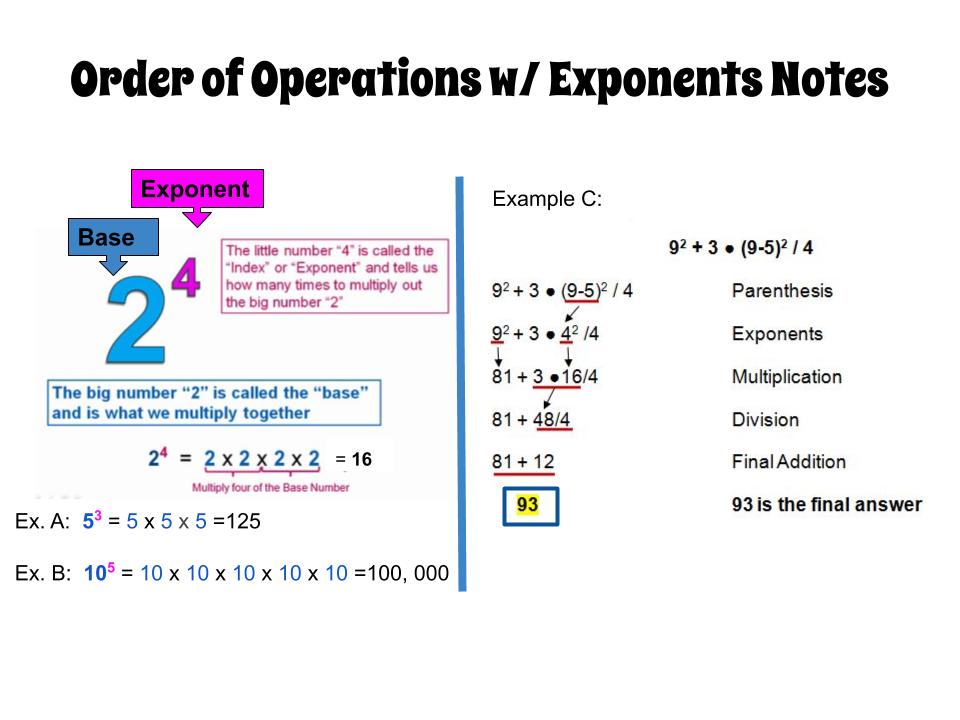 Order Of Operations With Exponents Lizzette Villanueva Library