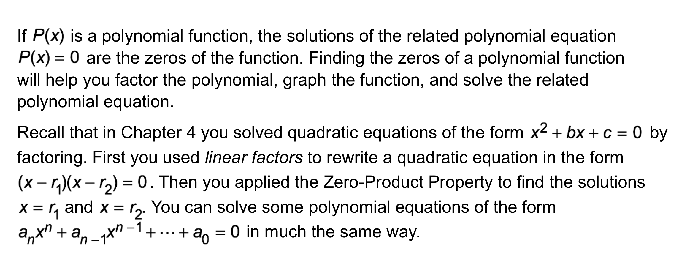 Algebra 2 5-2 Complete Lesson: Polynomials, Linear Factors, and Zeros ...