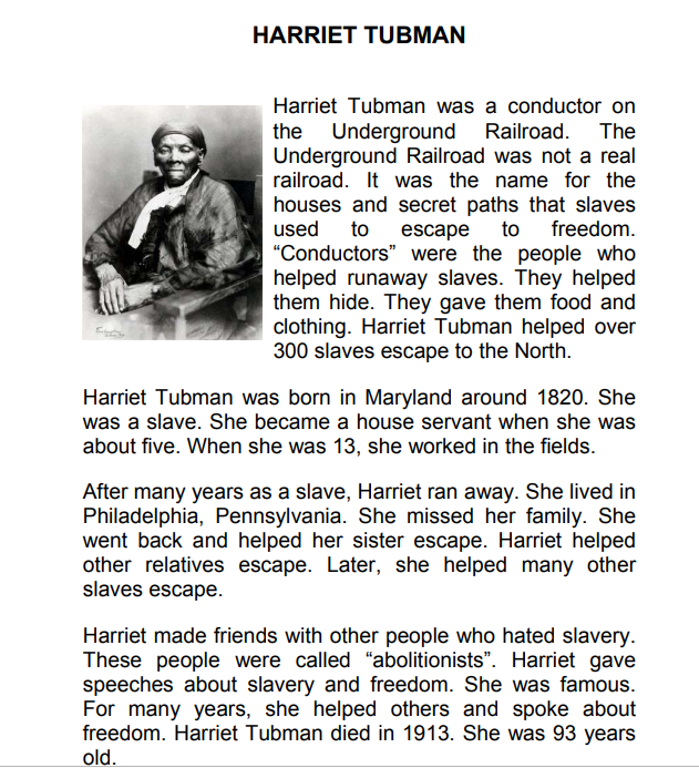 HARRIET TUBMAN - JENNIFER RAMOS-STUBER | Library | Formative