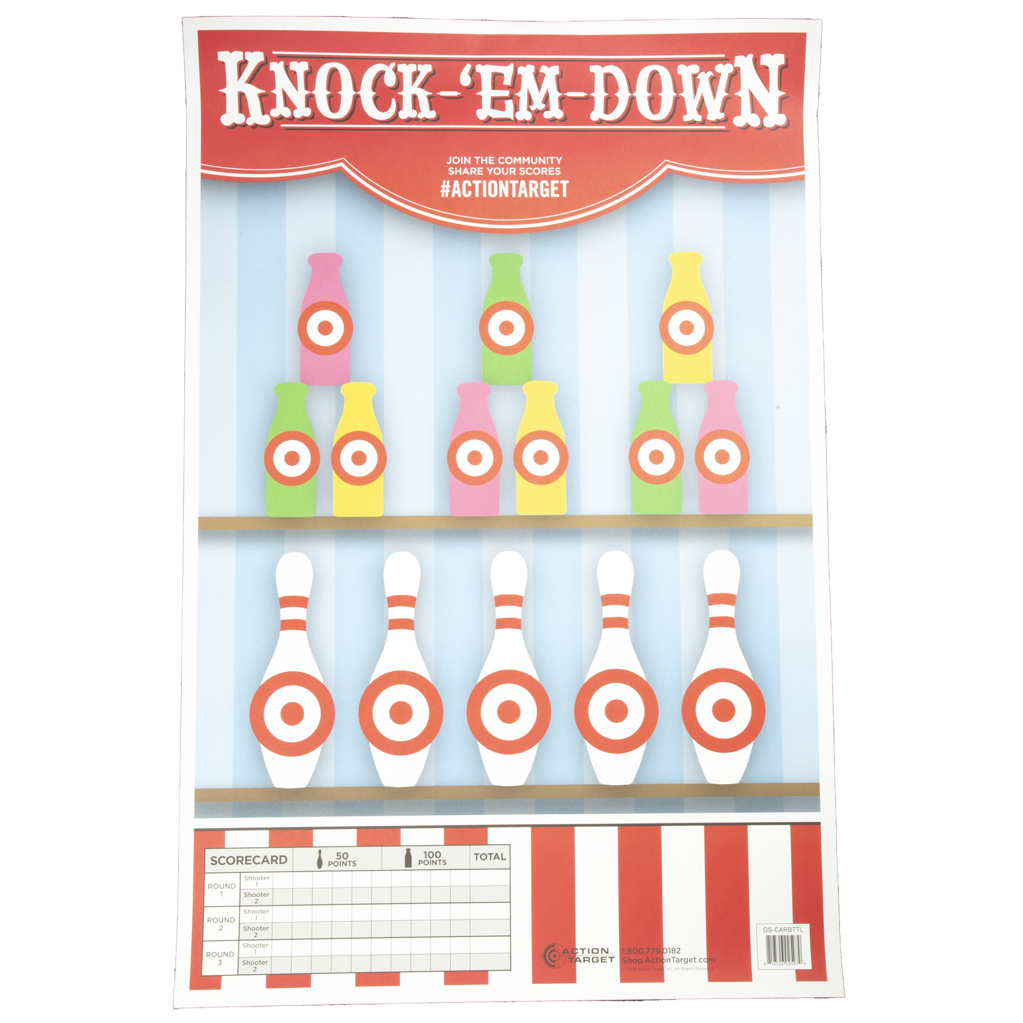 Action Target Knock-'Em-Down Target, Multi Color, 23x35, 100 Per Box GS ...