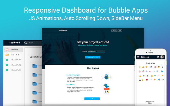 Codefree Dashboard Template Bubble