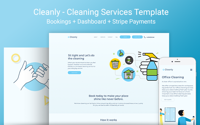 Cleanly -Cleaning Service Template | Bubble