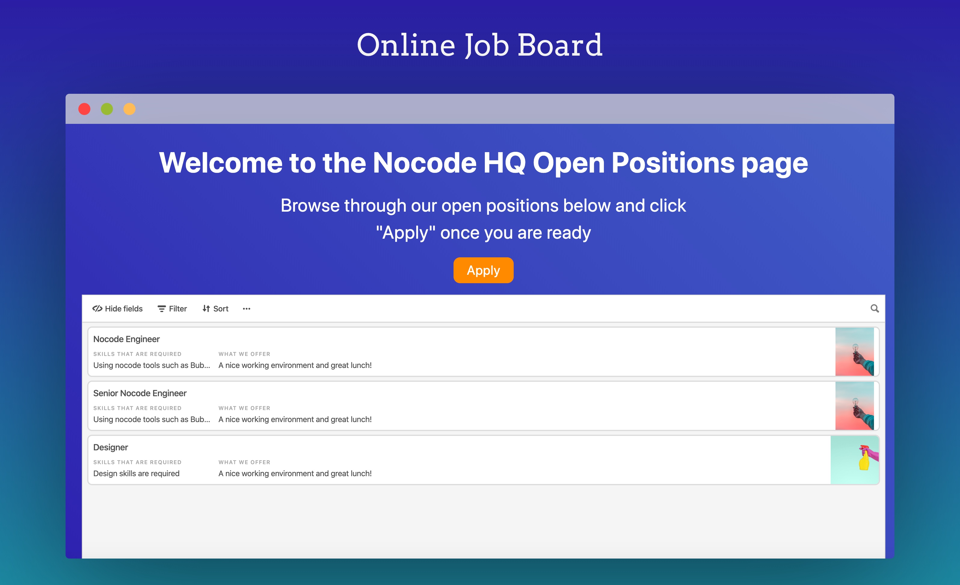 Create a online Job Board site using Airtable and Carrd part 1