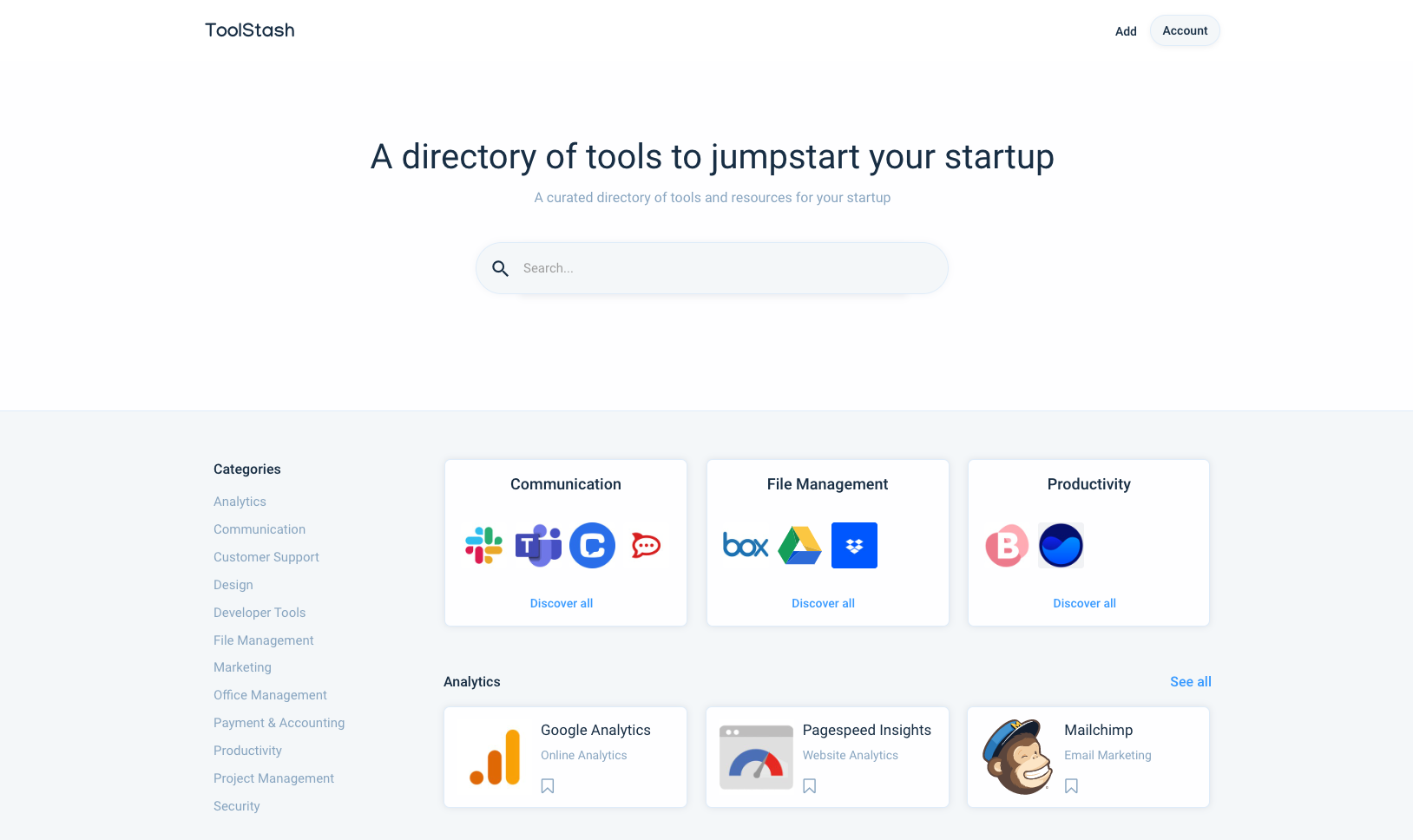 Startup Tools Directory Template | Bubble