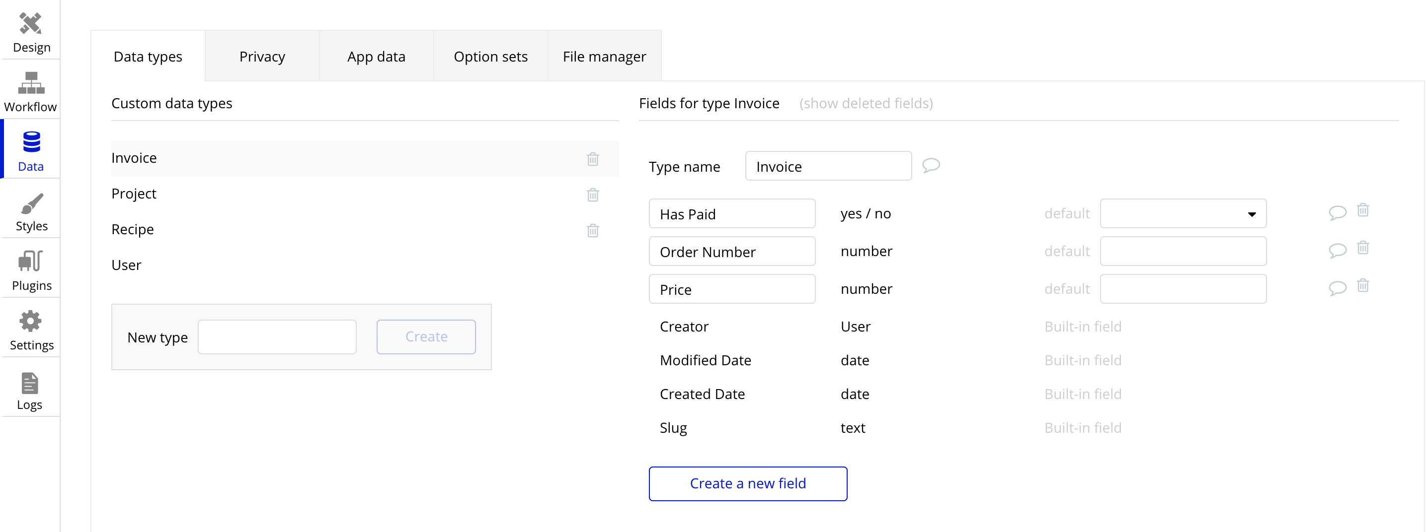 How to Add a Data Type as a Custom Field | Bubble
