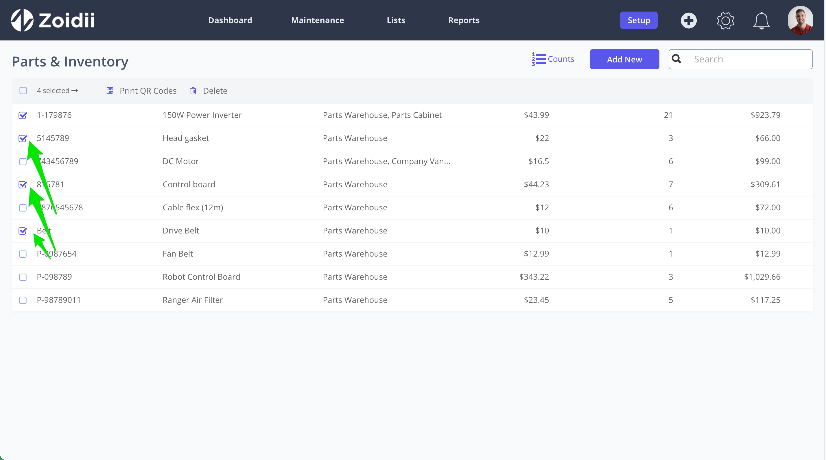Zoidii Help Article: Print QR Codes for Parts