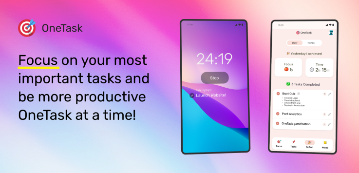 Show IH: Onetask - Pomodoro task tracker with custom music and background - Indie Hackers