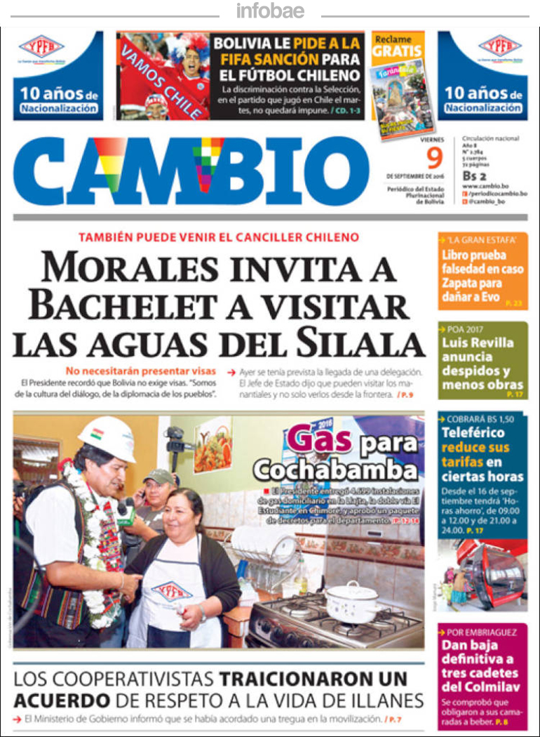 Cambio Bolivia Viernes 9 De Septiembre De 2016 Infobae