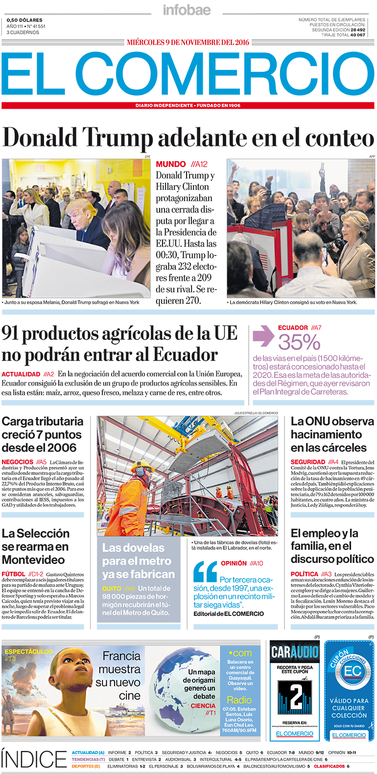 El Comercio Ecuador Miércoles 09 De Noviembre De 2016 Infobae