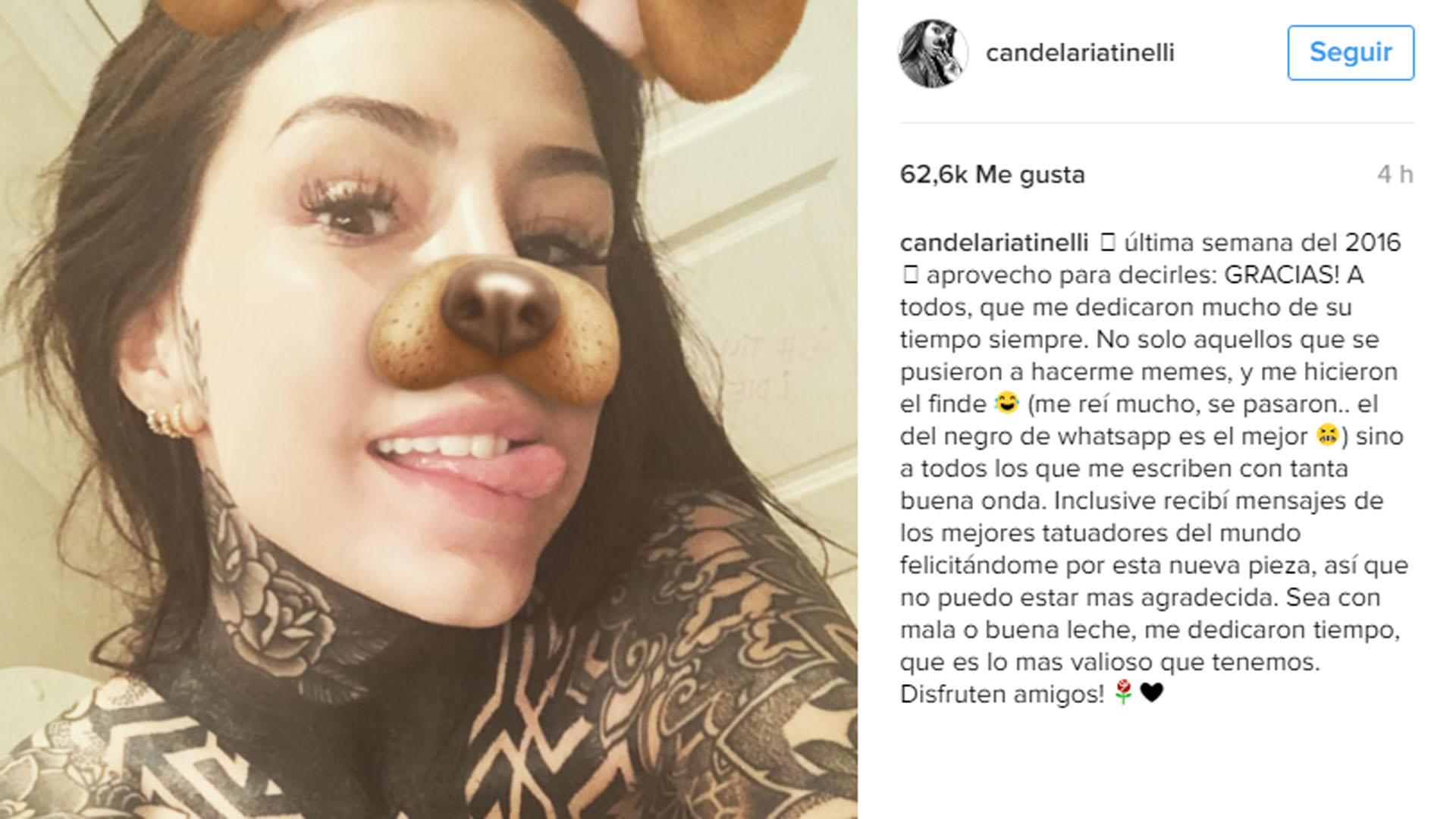 El Mensaje De Cande Tinelli Tras El Tatuaje En El Cuello Que Despertó