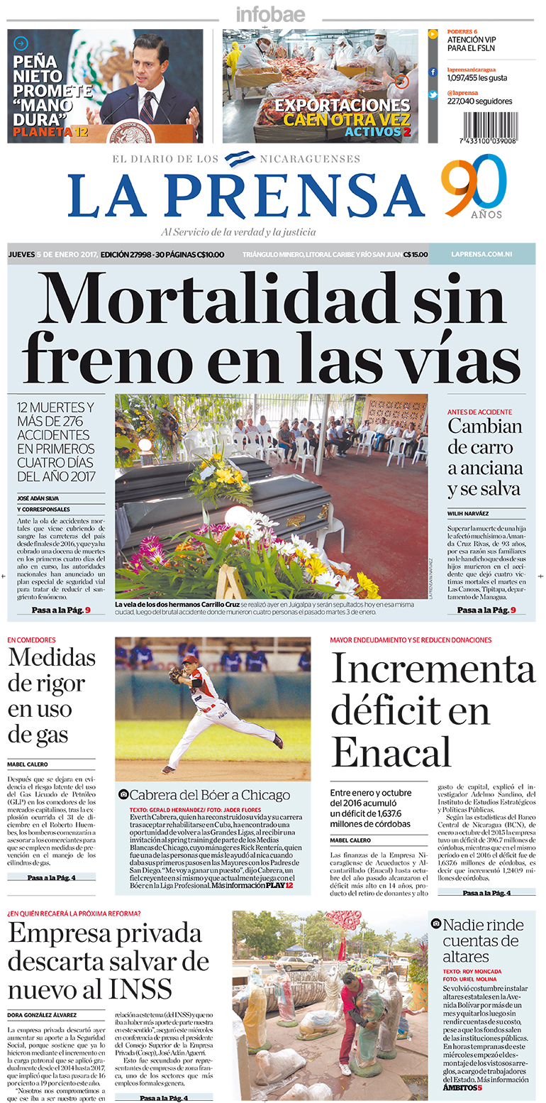 La Prensa Nicaragua Jueves 05 De Enero De 2017 Infobae 4813