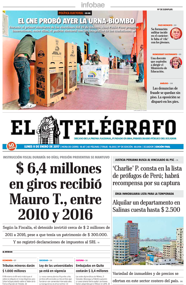 El Telegrafo Ecuador Lunes 09 De Enero De 2017 Infobae