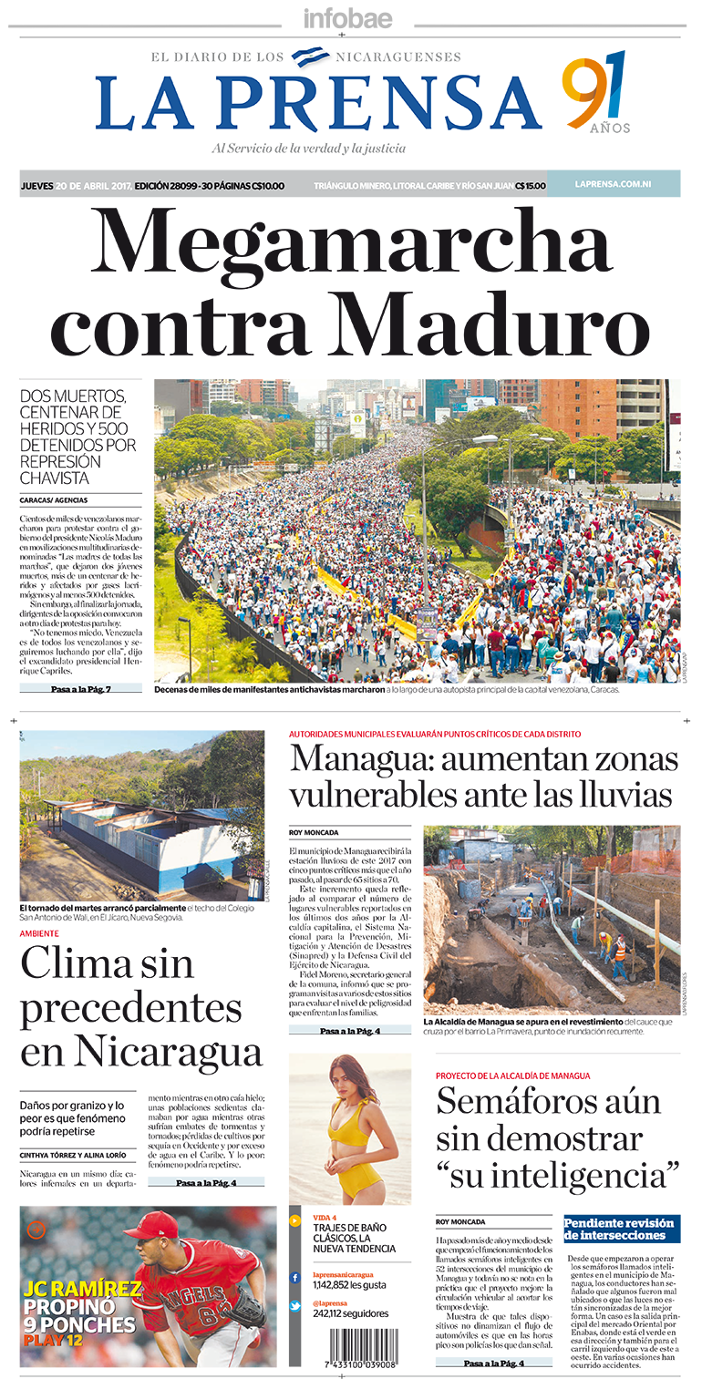 La Prensa Nicaragua Jueves 20 De Abril De 2017 Infobae 8948
