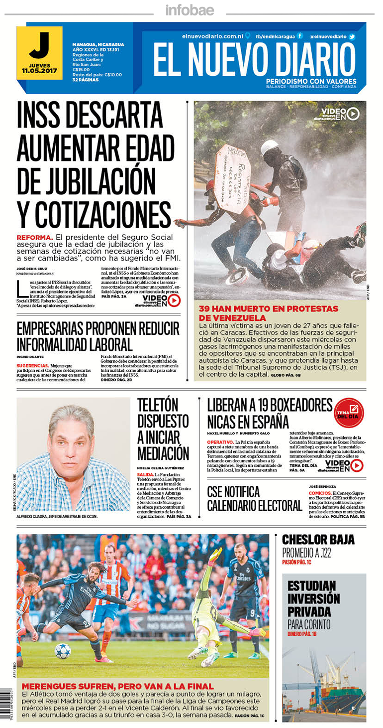 El Nuevo Diario Nicaragua Jueves 11 De Mayo De 2017 Infobae