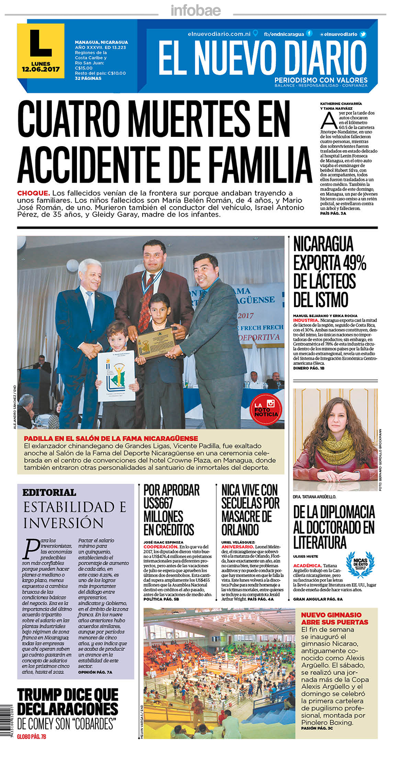 El Nuevo Diario Nicaragua Lunes 12 De Junio 2017 Infobae
