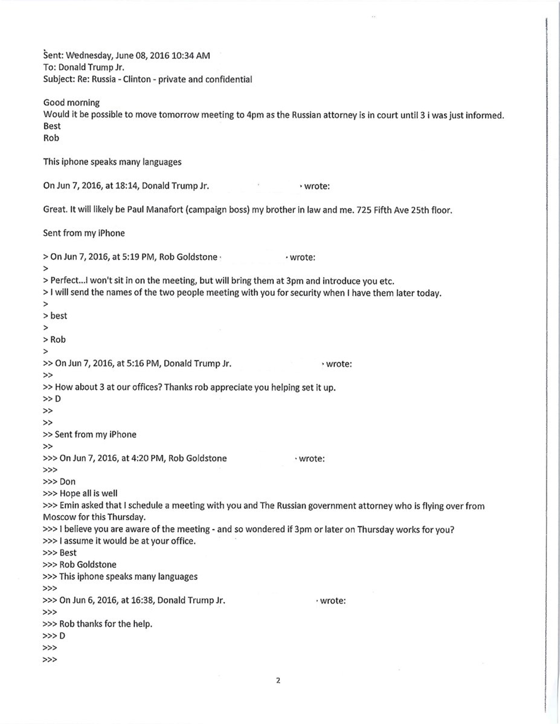 Donald Trump Jr Divulgó Los Correos En Los Que Acepta Reunirse Con La Abogada Rusa Para Recibir