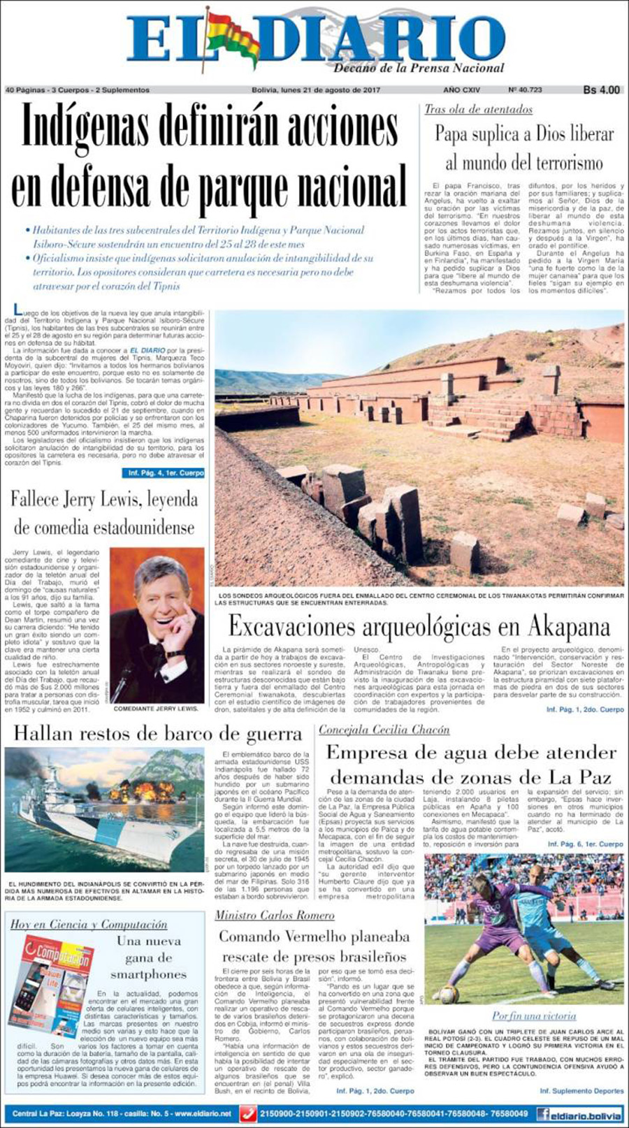 El Diario Bolivia 21 De Agosto De 2017 Infobae 1191
