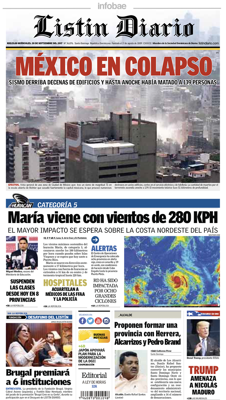 Listin Diario República Dominicana Miércoles 20 De Septiembre De 2017