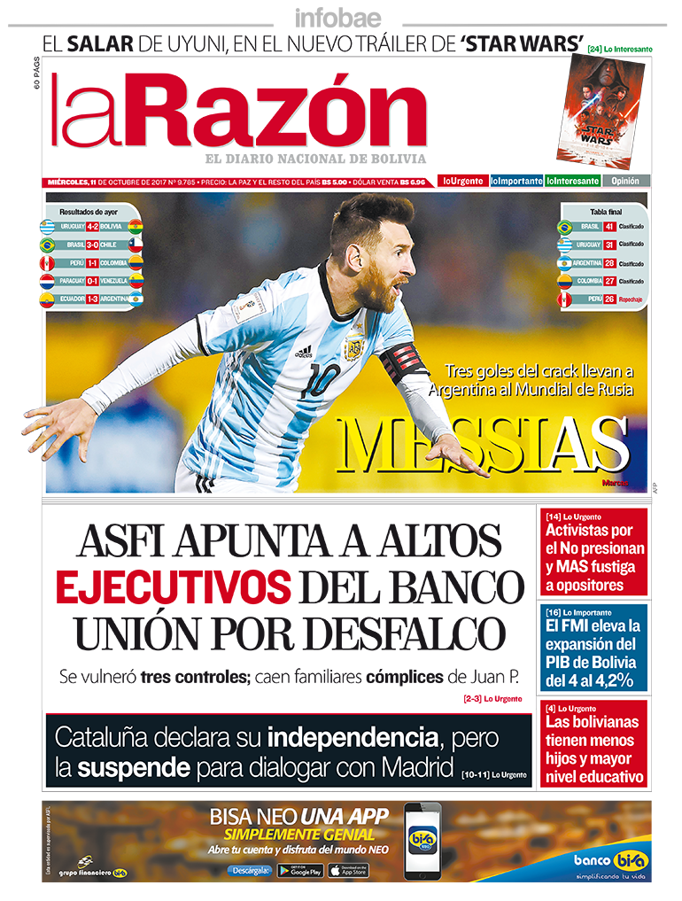 La Razón Bolivia Miércoles 11 De Octubre De 2017 Infobae 1847
