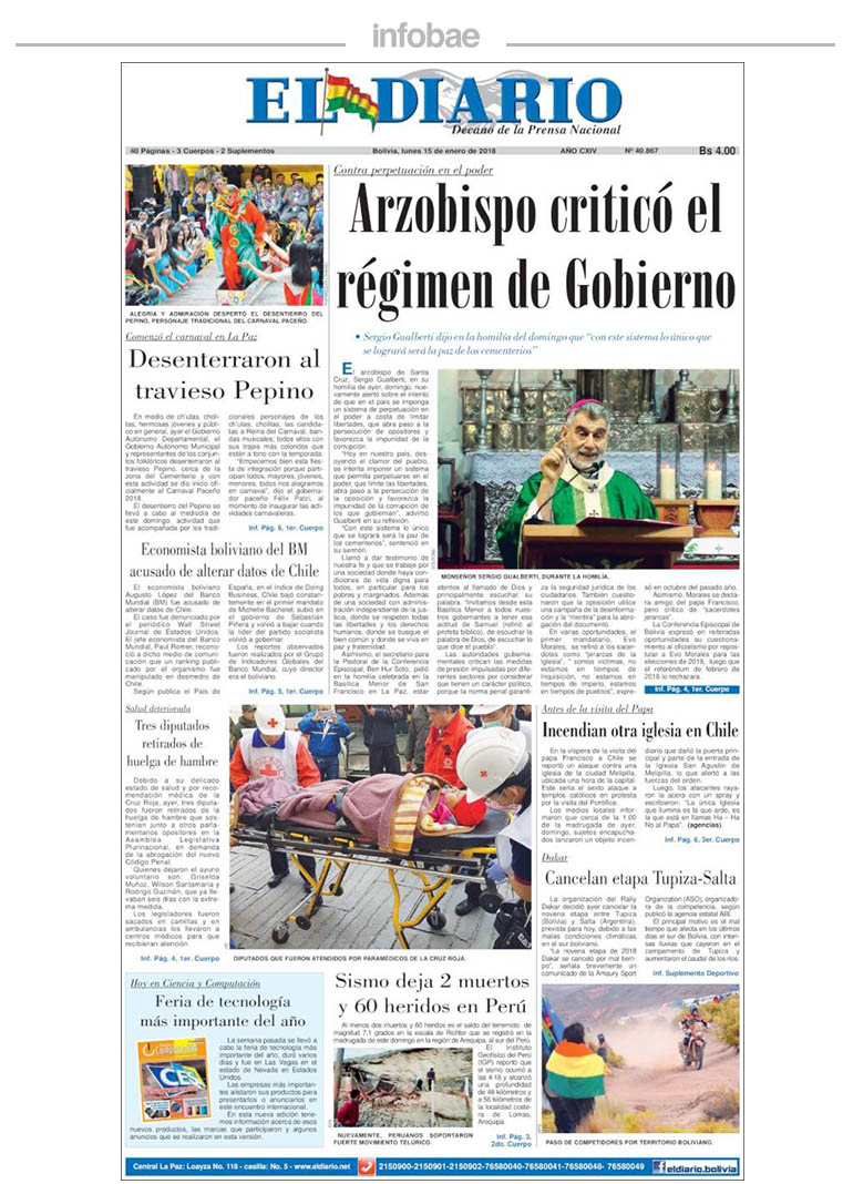 El Diario Bolivia 15 De Enero De 2018 Infobae 9368
