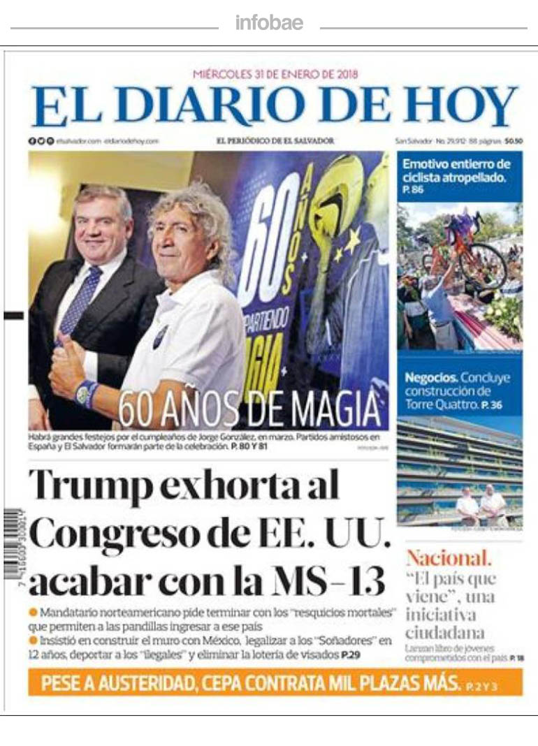 El Diario De Hoy El Salvador 31 De Enero De 2018 Infobae 8553