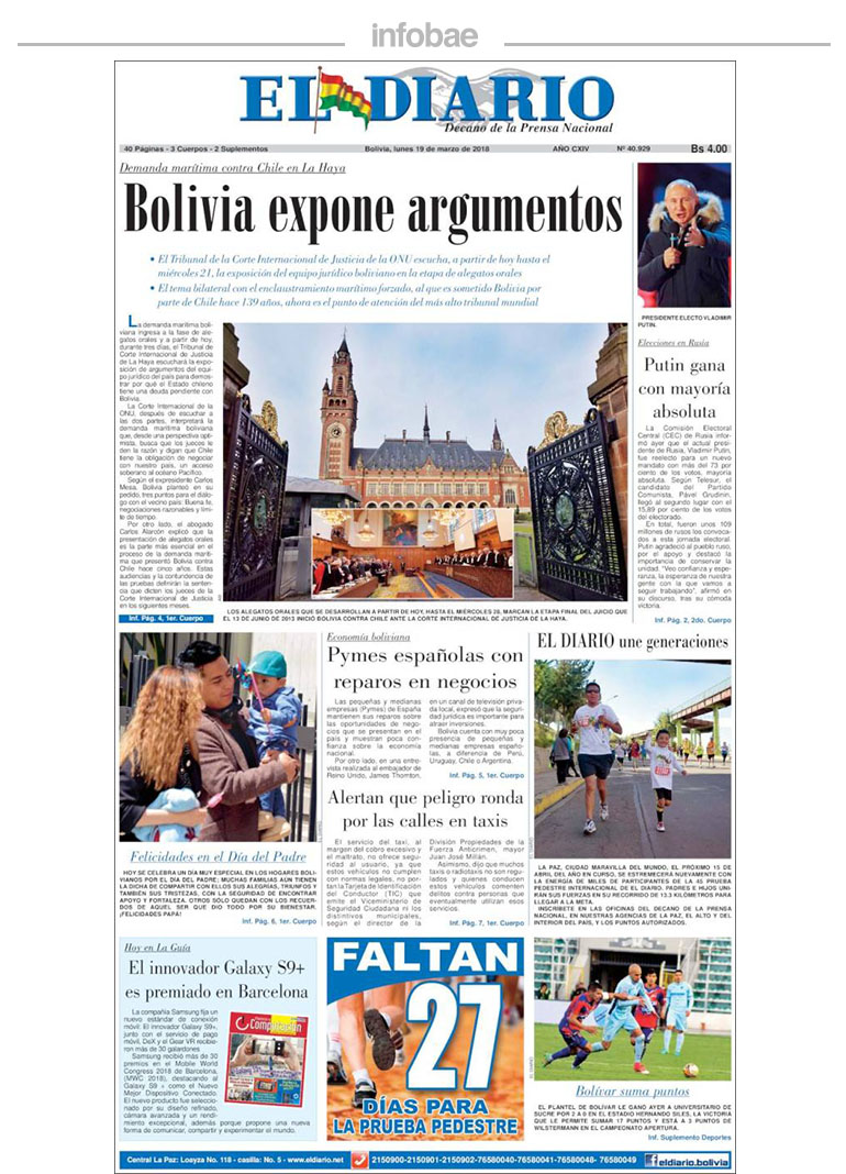 El Diario Bolivia 19 De Marzo De 2018 Infobae 7393