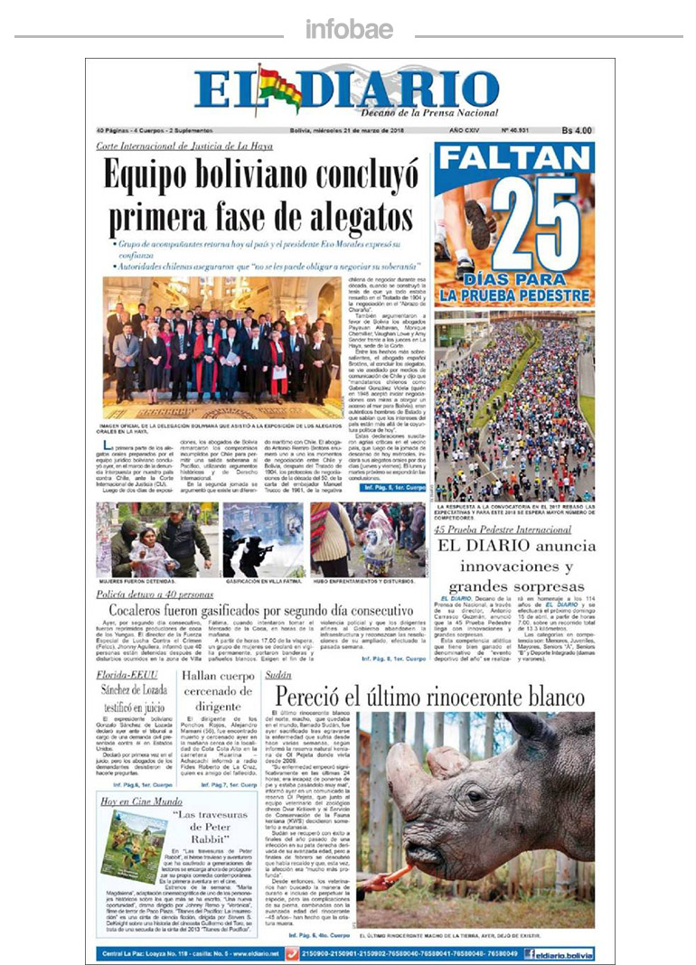 El Diario Bolivia 21 De Marzo De 2018 Infobae 3925