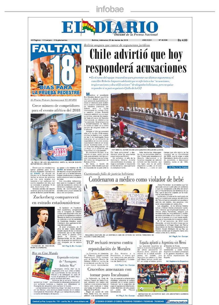 El Diario Bolivia 28 De Marzo De 2018 Infobae 9912