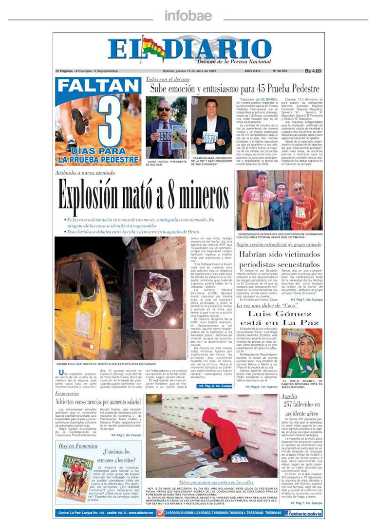El Diario Bolivia 12 De Abril De 2018 Infobae 5490