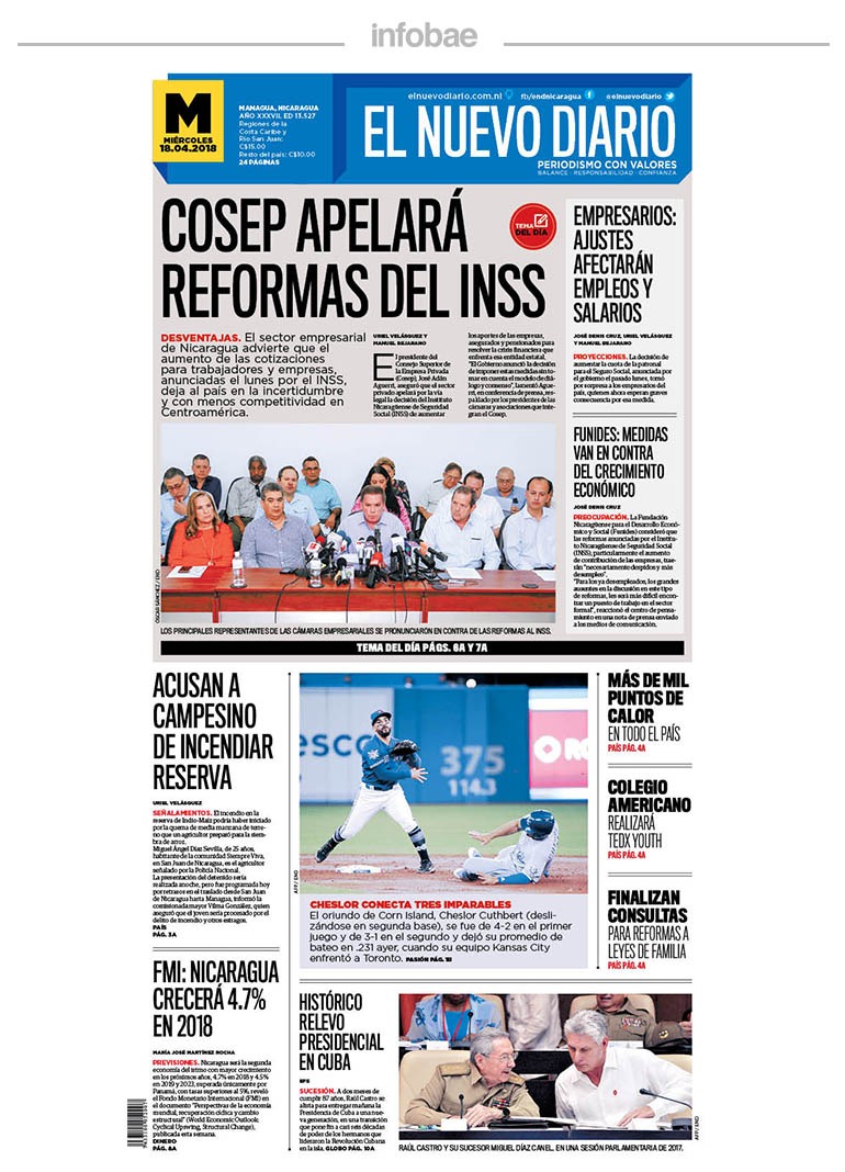 El Nuevo Diario Nicaragua 18 De Abril De 2018 Infobae