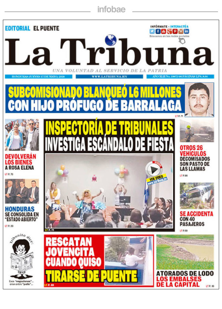 La Tribuna Honduras 17 De Mayo De 2018 Infobae