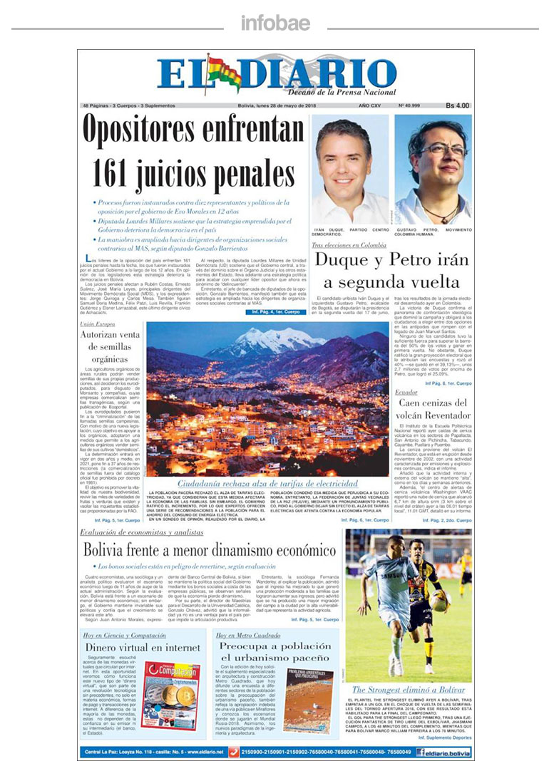 El Diario Bolivia 28 De Mayo De 2018 Infobae 8326