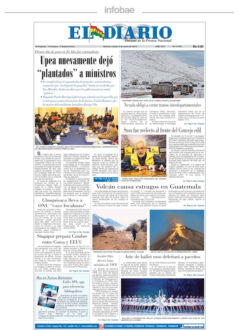 El Diario Bolivia 5 De Junio De 2018 Infobae 2534