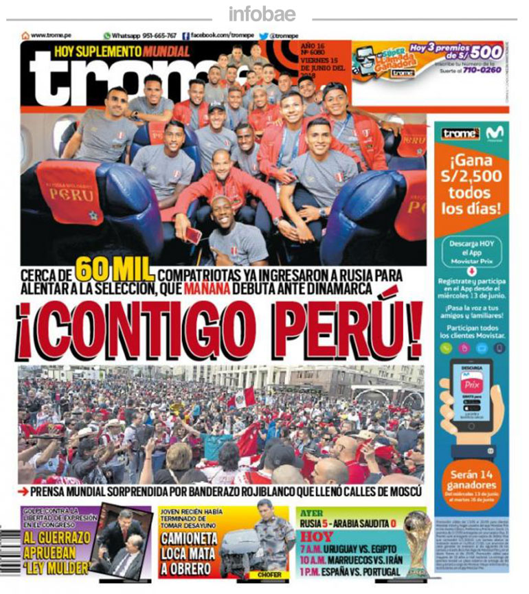 Trome Perú Viernes 15 De Junio De 2018 Infobae