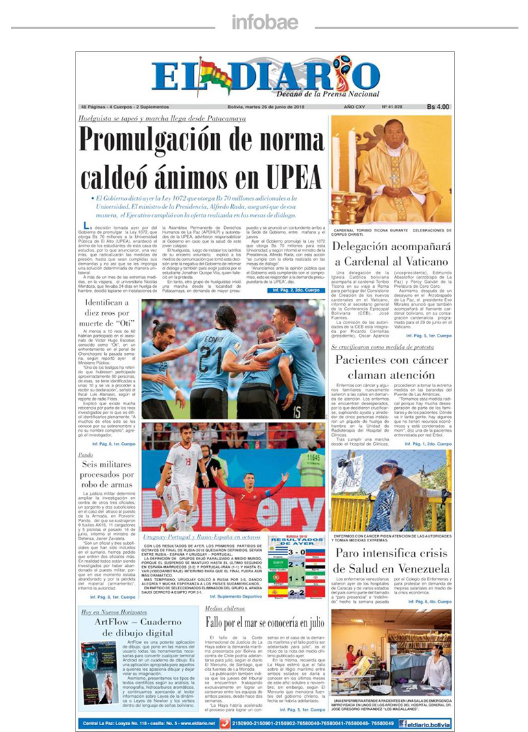 El Diario Bolivia 26 De Junio De 2018 Infobae 0381