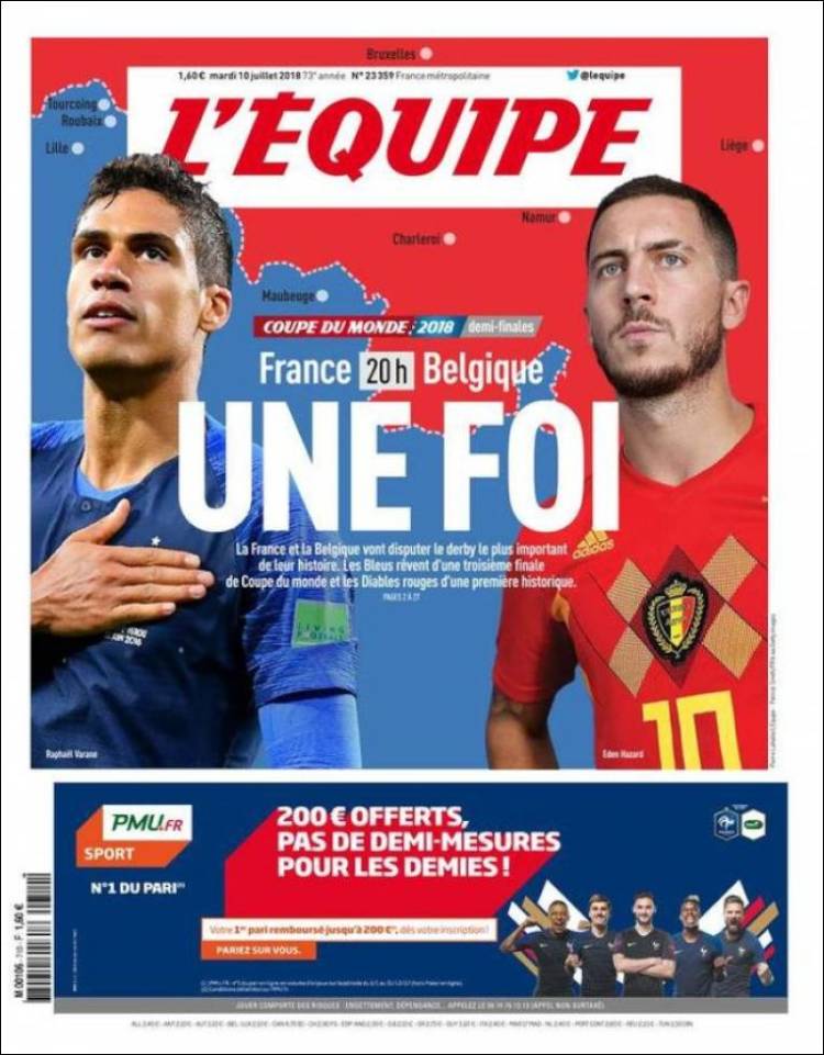 Lequipe Francia Martes 10 De Julio De 2018 Infobae