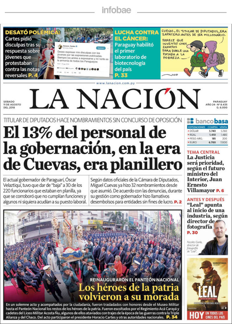La Nación Paraguay 11 De Agosto De 2018 Infobae