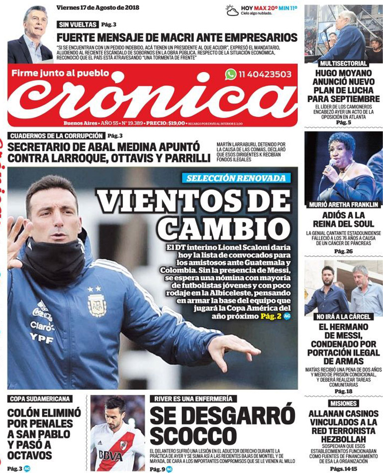 Crónica Viernes 17 De Agosto De 2018 Infobae