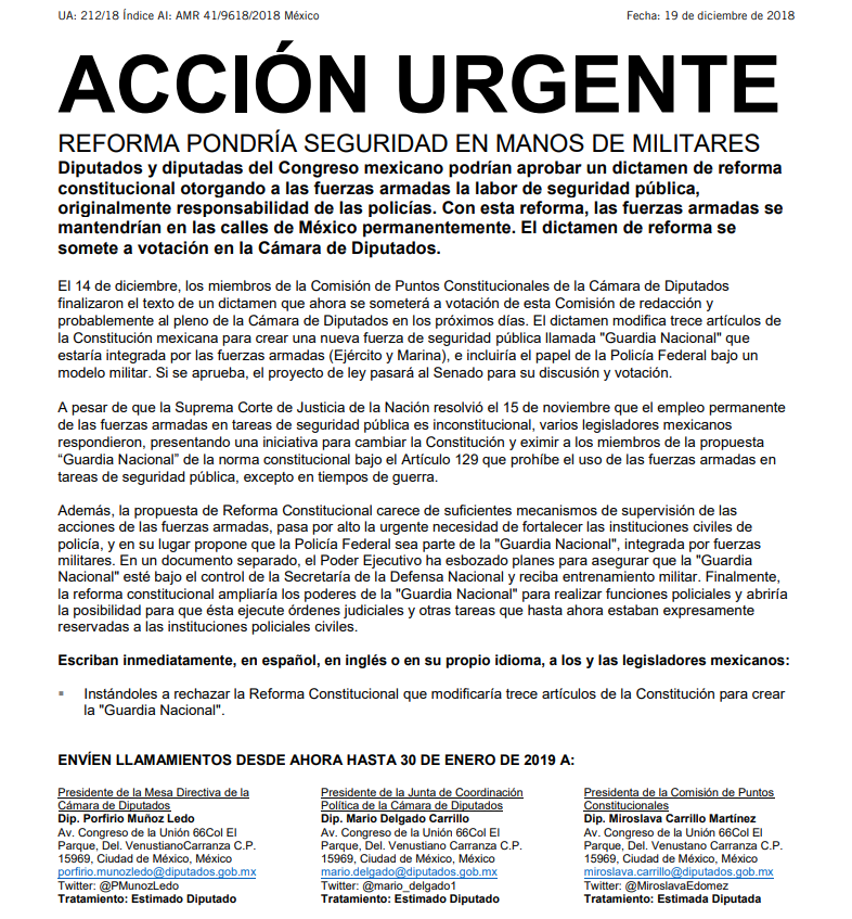 Amnistía Internacional Considera Una Amenaza La Creación De La