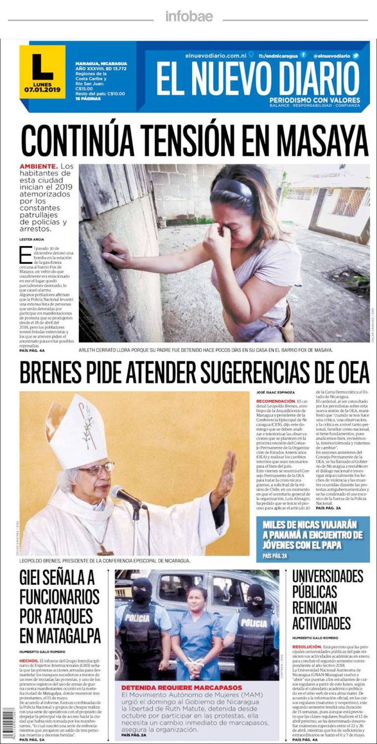 El Nuevo Diario Nicaragua 07 De Enero De 2019 Infobae 5652
