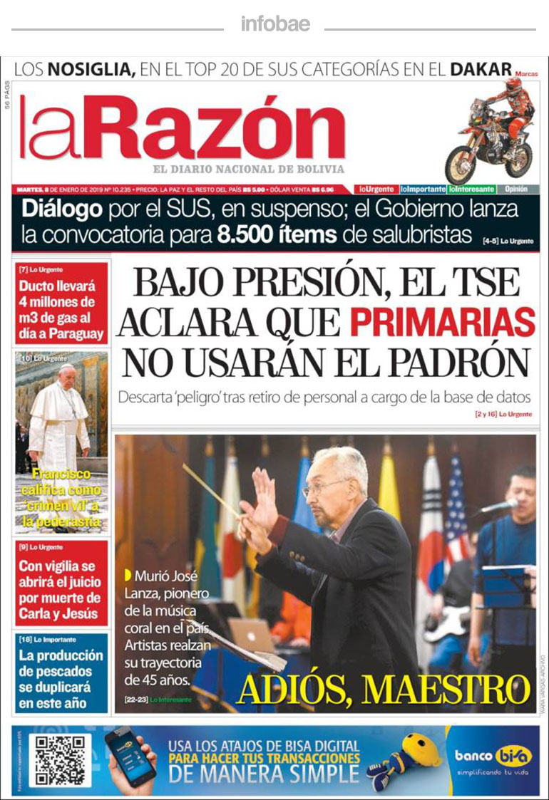 La Razón Bolivia 8 De Enero De 2019 Infobae 5557