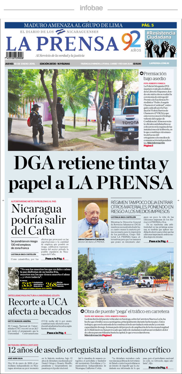 La Prensa Nicaragua 10 De Enero De 2019 Infobae 7122