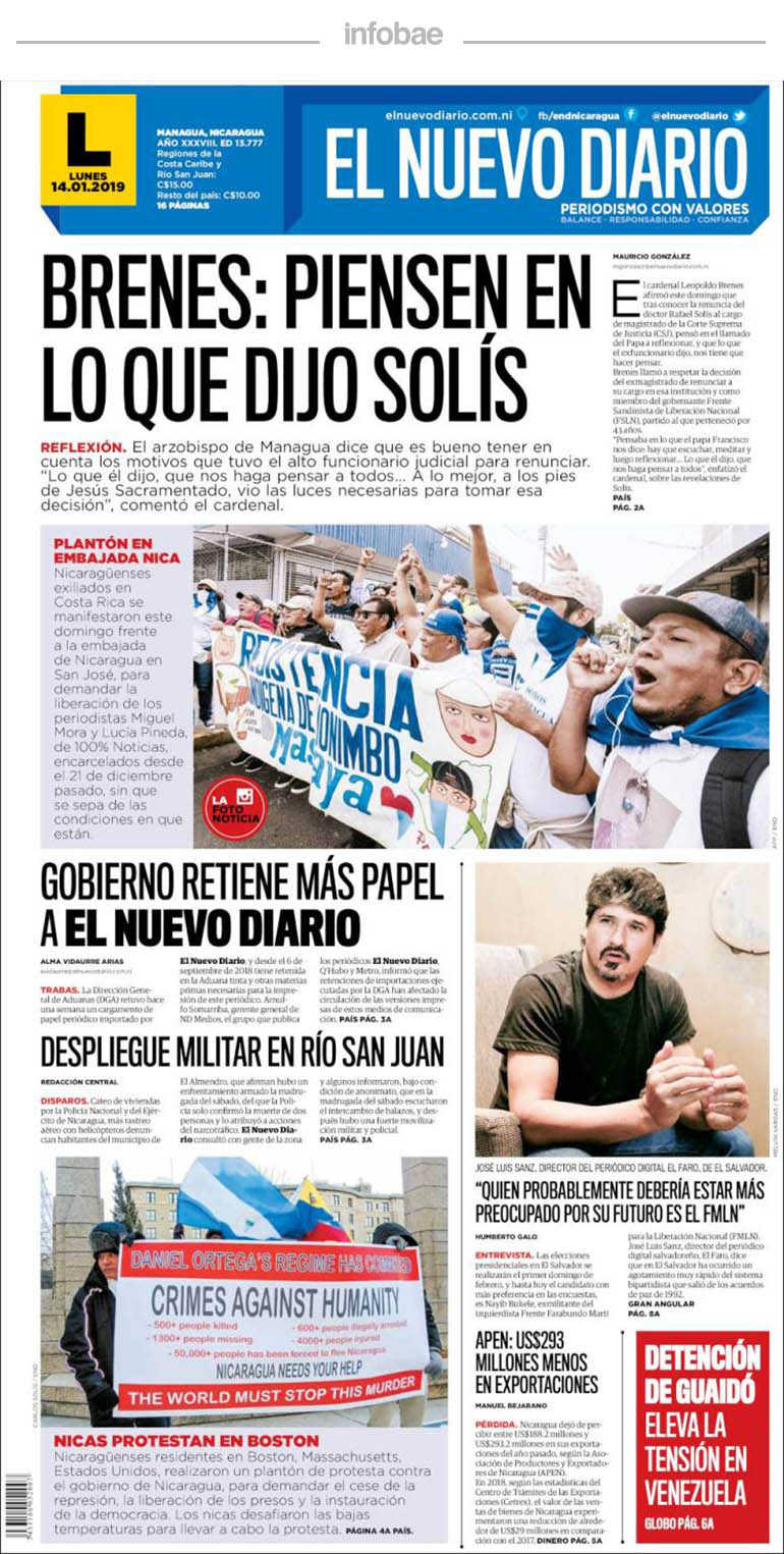 El Nuevo Diario Nicaragua Lunes 14 De Enero De 2019 Infobae 7567